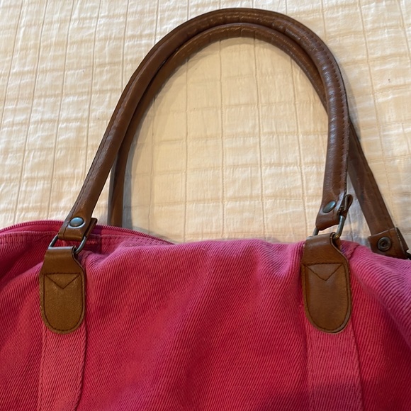Shane | Bags | Vintage Shane Duffel Bag Canvas Pink Leather Handles ...